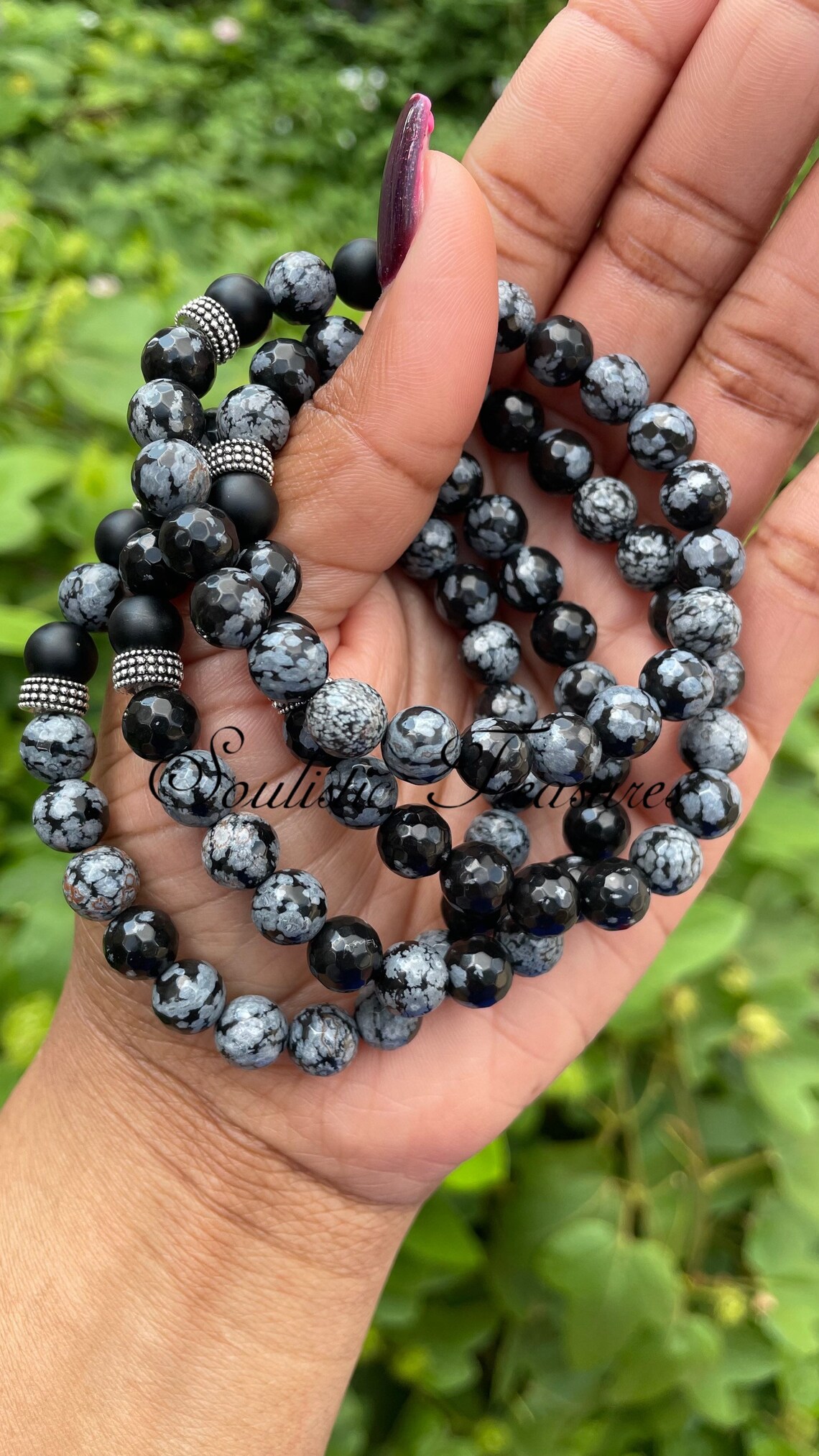 The Ultimate Protection Snowflake Obsidian bracelet | Etsy