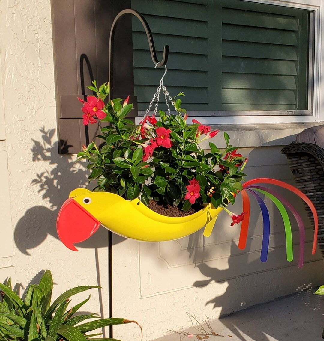 Sunny Parrot Hanging Planter: Colorful Bird Garden Decor - Etsy