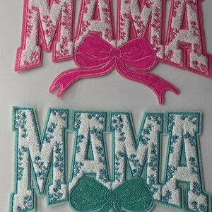 Mama Bow Patch, Mama Patch, Mama Floral Bow Sequins and Chenille Patch ...