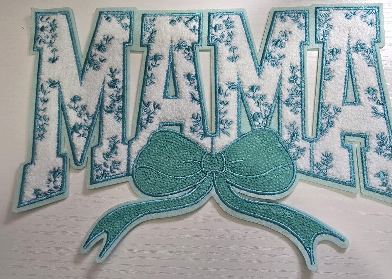 Mama Bow Patch, Mama Patch, Mama Floral Bow Sequins and Chenille Patch ...