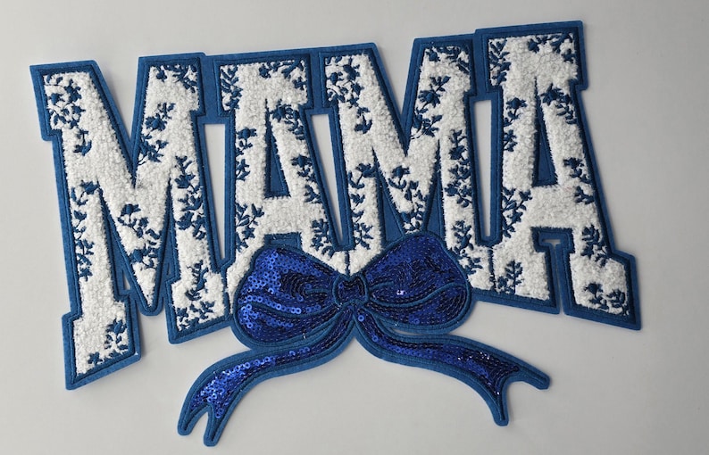 Mama Bow Patch, Mama Patch, Mama Floral Bow Sequins and Chenille Patch, Iron on or Sew on ...