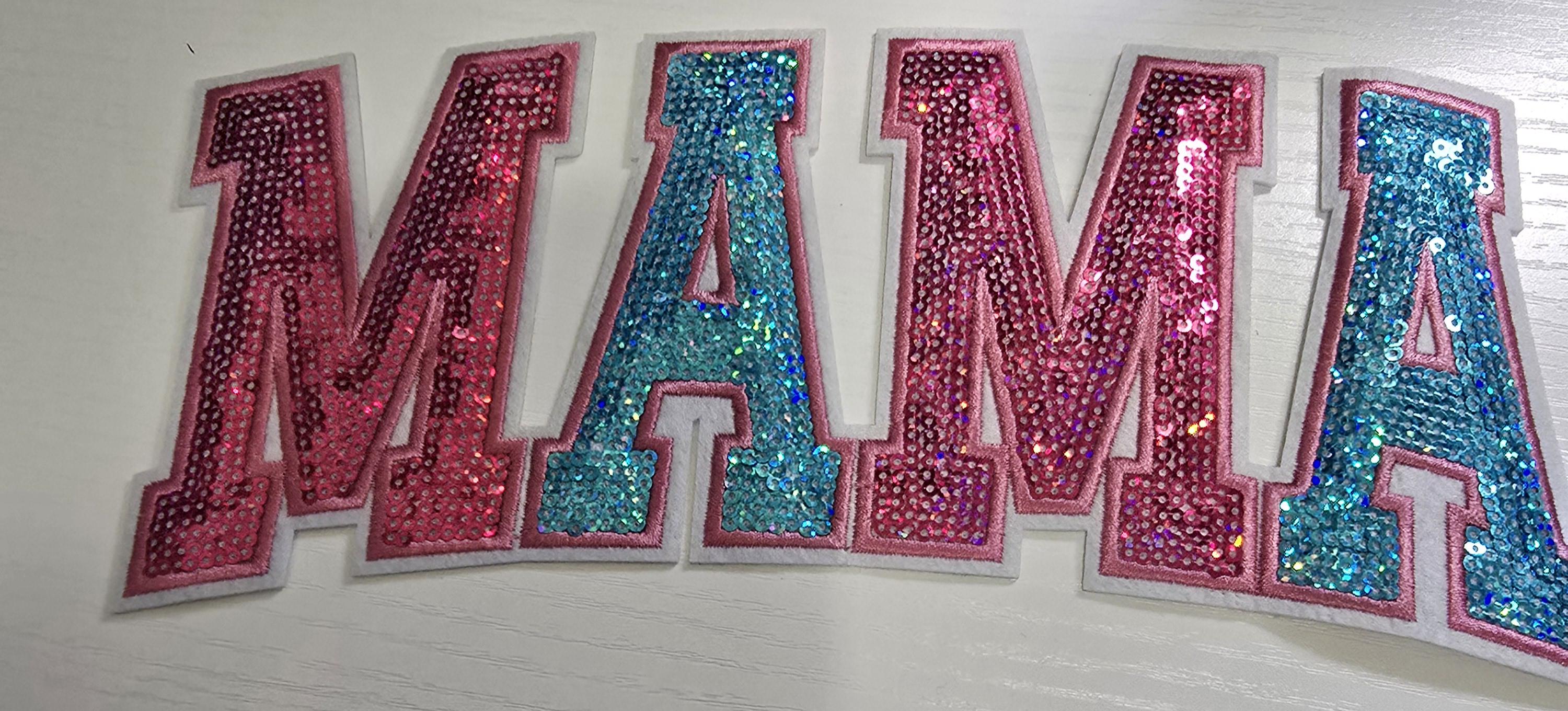 Mama Bow Patch, Mama Patch, Mama Floral Bow Sequins and Chenille Patch ...