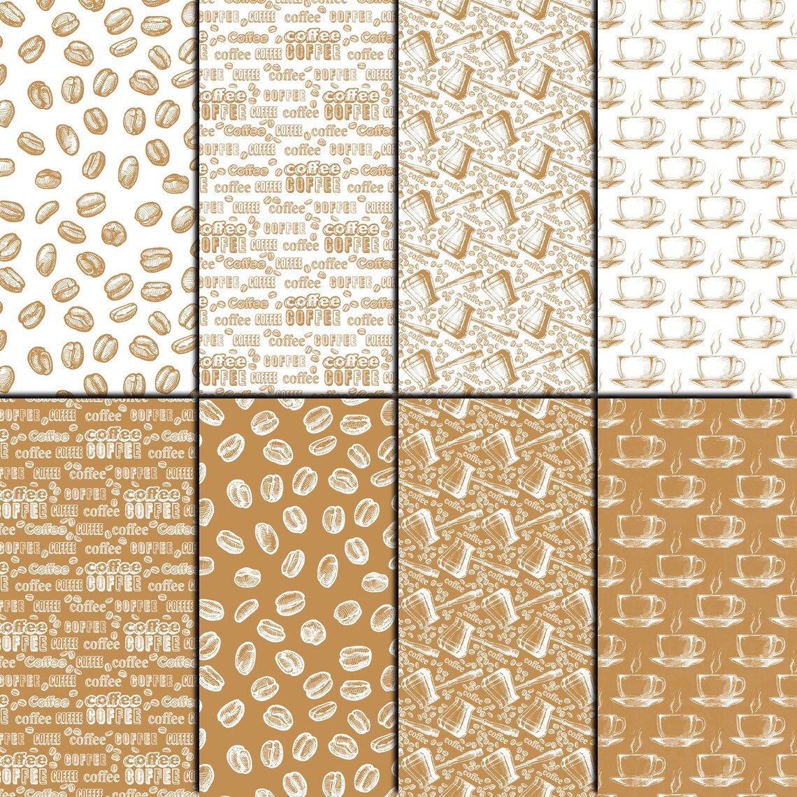 Coffee digital paper pack 32 printable scrapbooking papers | Etsy