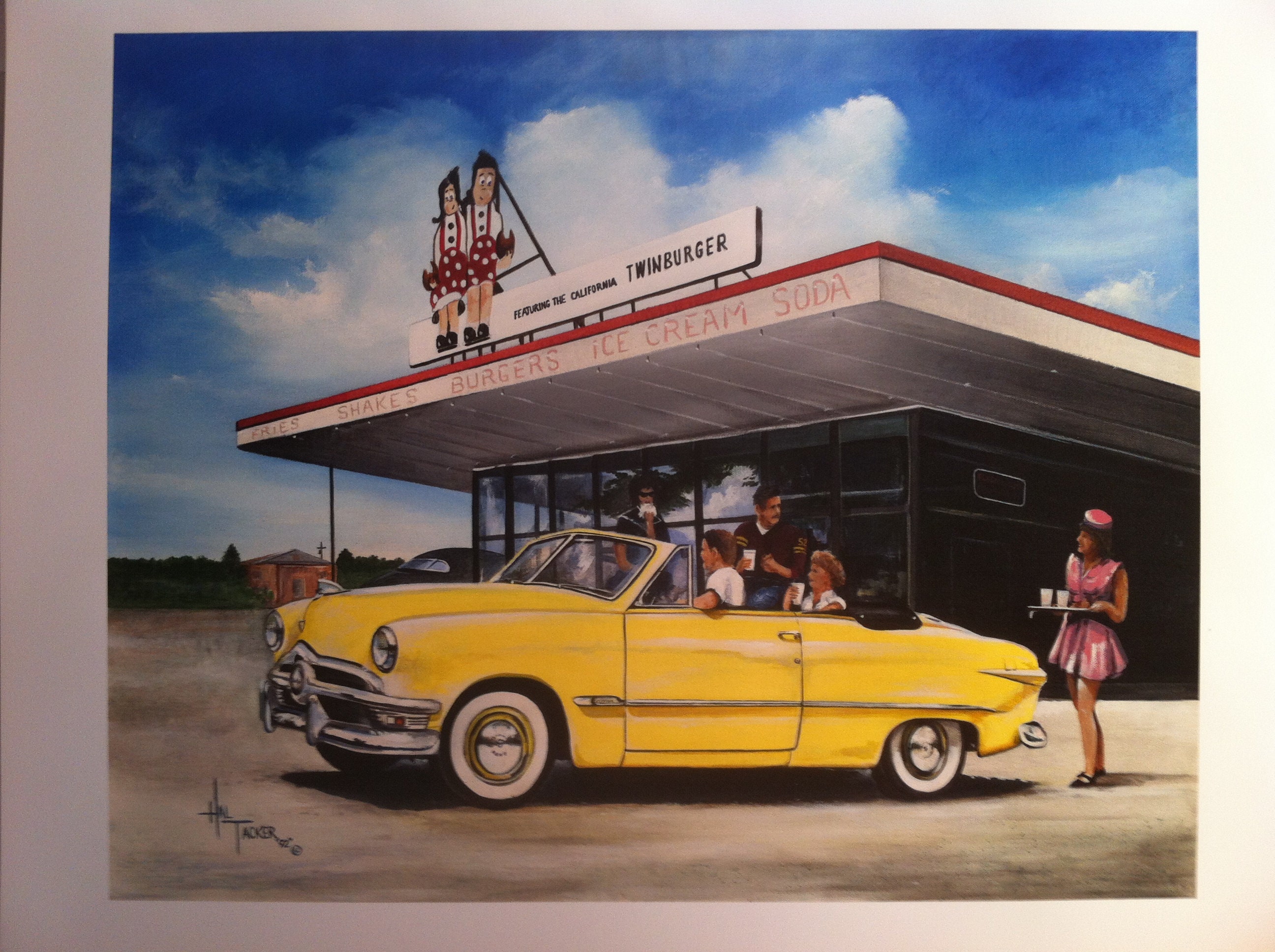Vintage Drive in Diner Classic 1950 Cars Print Only Fine Art Prints ...