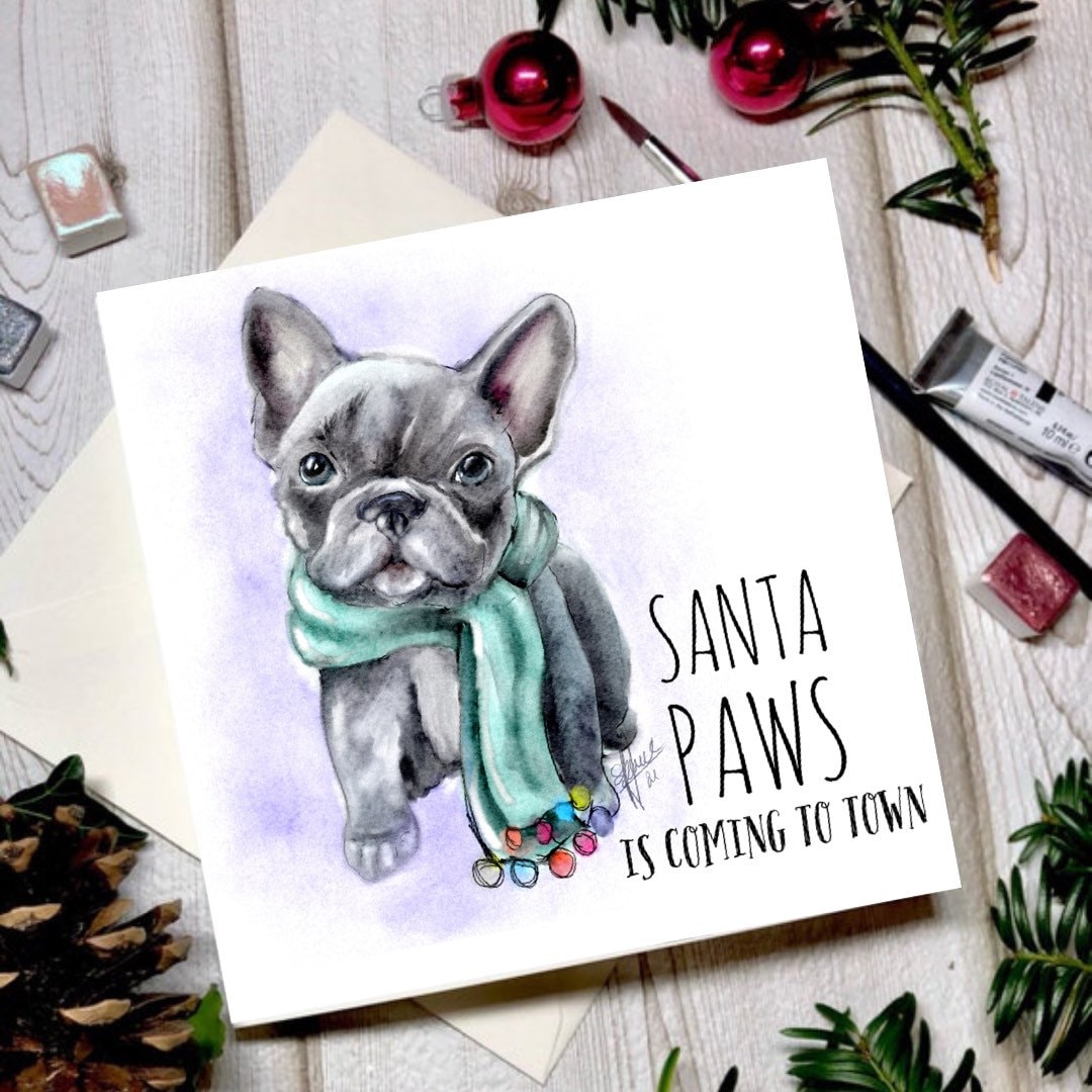 French Bulldog Cute Christmas Card Dog From an Original - Etsy