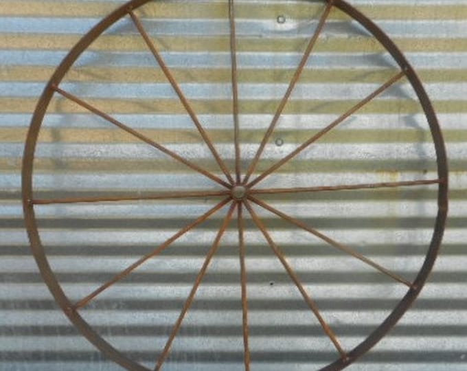 Large 30 Metal Wheel Chippy Blue Vintage Country Front Porch Decor ...