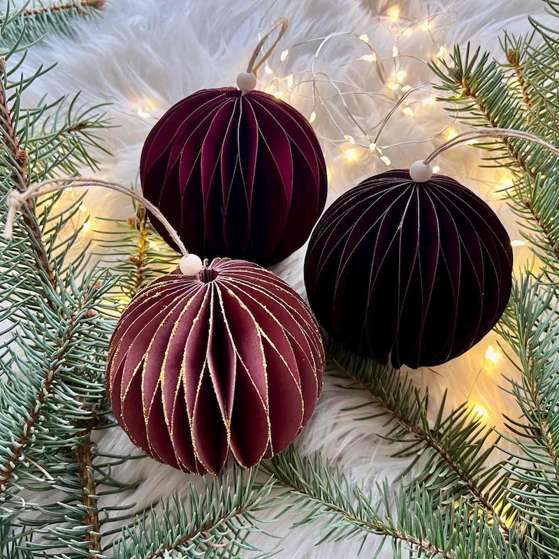 Christmas Ornaments Burgundy - Etsy