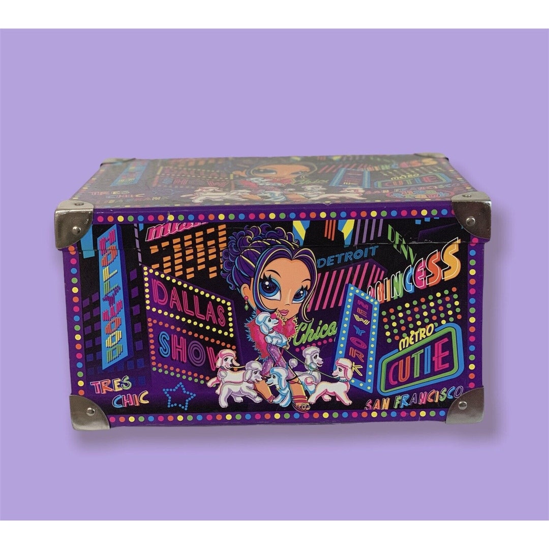 VTG Chica Lisa Frank Storage Box With Metal Handles Glamour Girl Cities ...