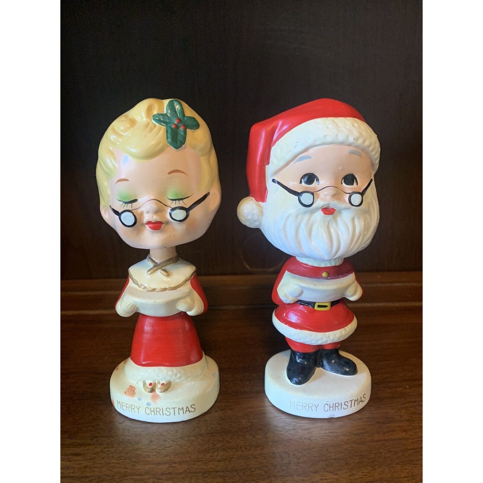 Vintage Christmas Paper Mache Bobblehead Santa Mrs Claus Japan - Etsy