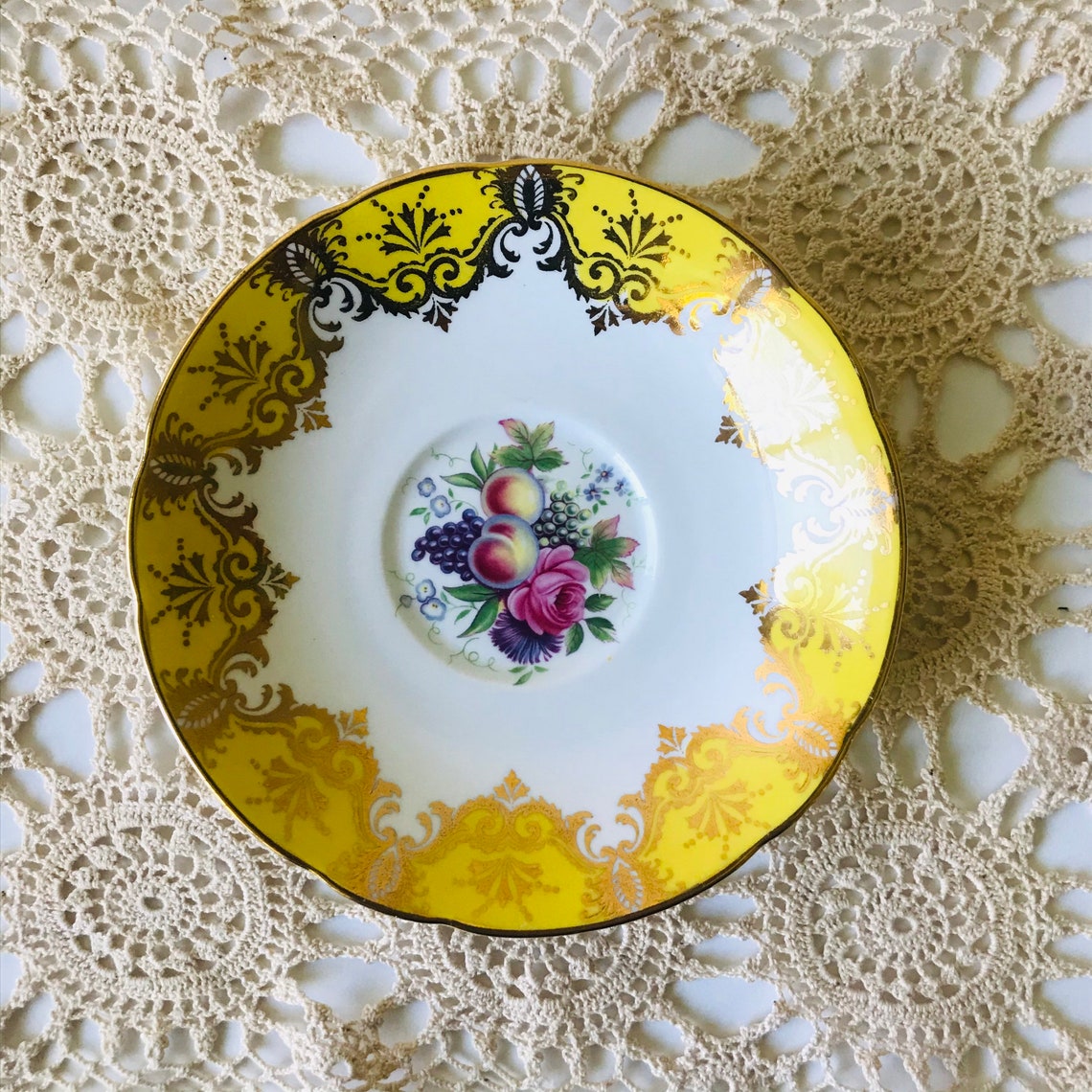 Vintage and Yellow and Gold Rose and Fruit Paragon Teacup and | Etsy