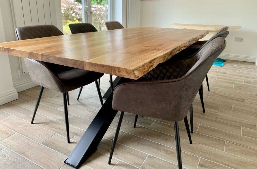 UK Handmade Solid Oak Rectangular Dining Table, Chunky Oak Kitchen ...