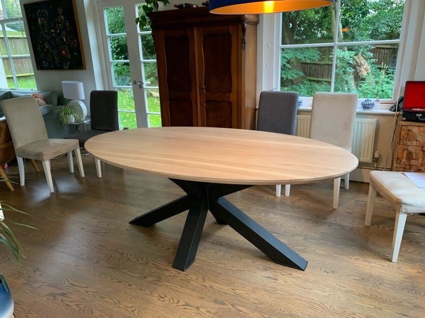 UK Oak Dine Table Handmade Bespoke Solid Oak Oval Dining Table, Chunky ...