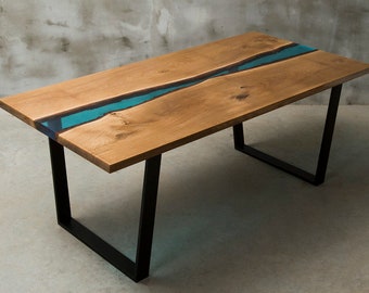 UK OAK EPOXY Resin Handmade Dining Table Solid Oak | Etsy UK
