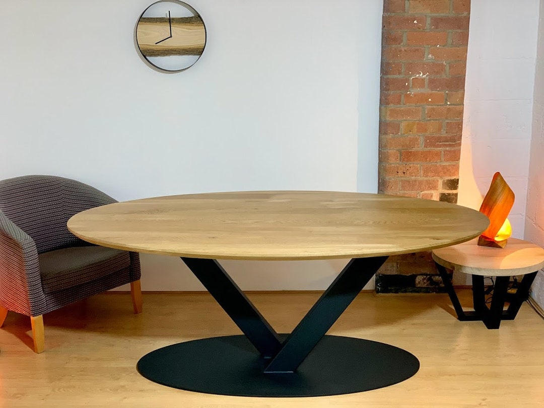 UK Oak Dine Table Handmade Bespoke Solid Oak Oval Dining Table, Chunky ...