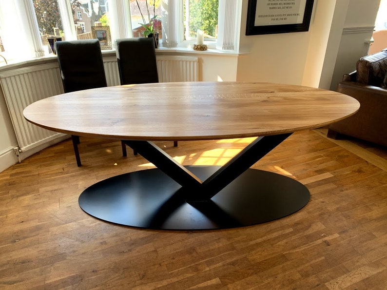 UK Oak Dine Table Handmade Bespoke Solid Oak Oval Dining Table, Chunky ...