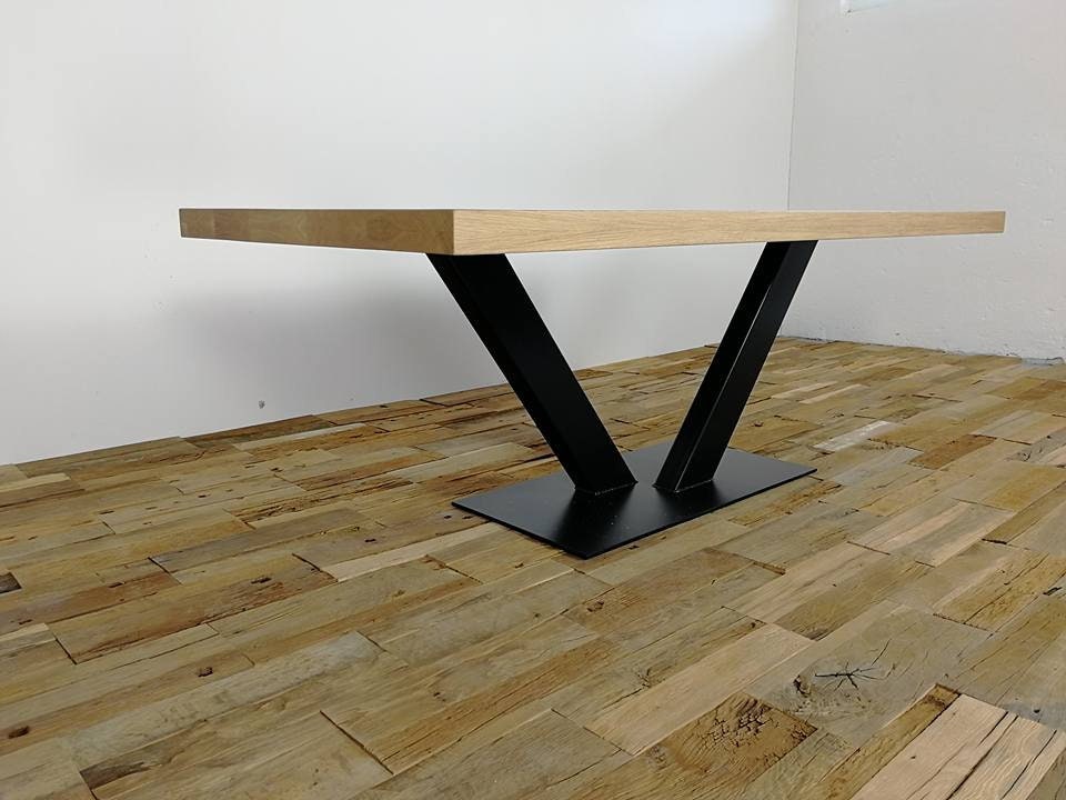UK CUSTOM Made Solid Oak V-SHAPE Rectangular Designer Dining Table ...