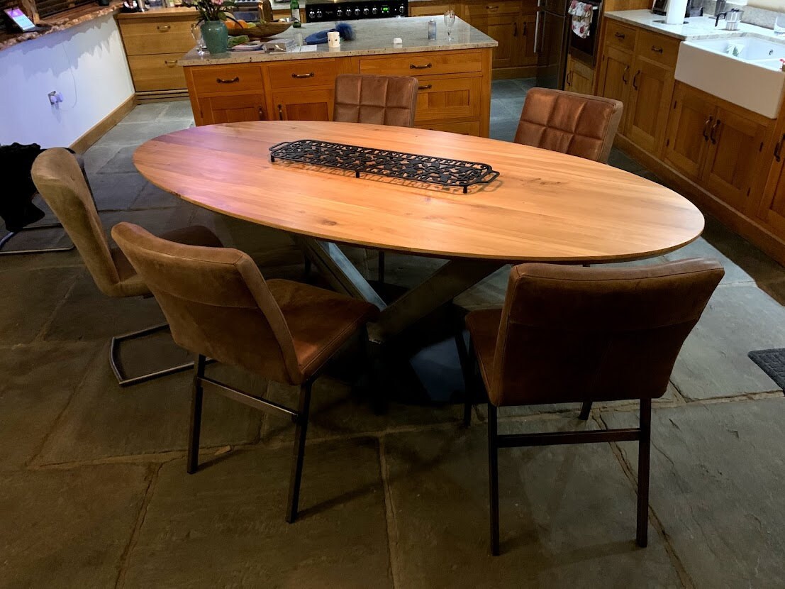 UK Oak Dine Table Handmade Bespoke Solid Oak Oval Dining Table, Chunky ...