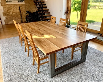 UK Handmade Solid Oak Rectangular Dining Table Chunky Oak - Etsy UK