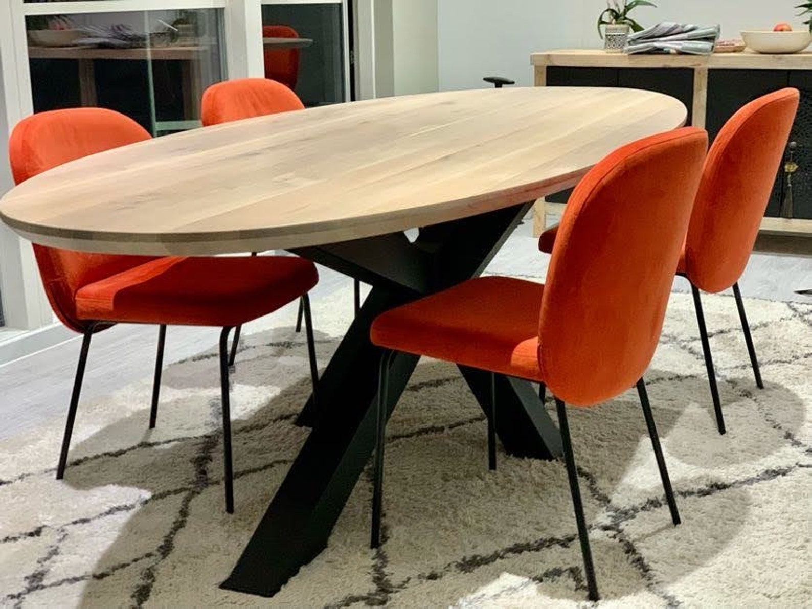 UK Oak Dine Table Handmade Bespoke Solid Oak Oval Dining Table, Chunky ...