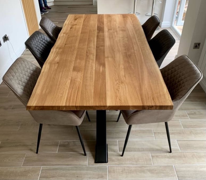 UK Handmade Solid Oak Rectangular Dining Table, Chunky Oak Kitchen ...