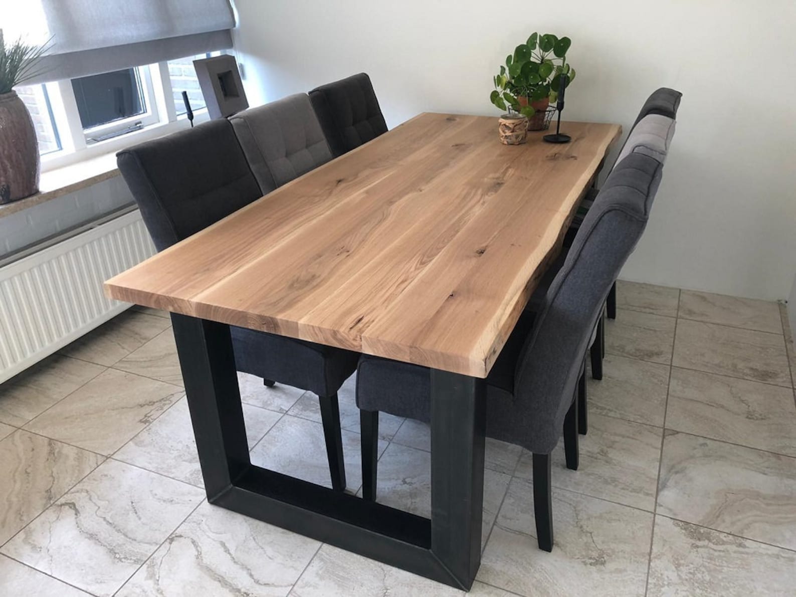UK Handmade Solid Oak Rectangular Dining Table, Chunky Oak Kitchen ...