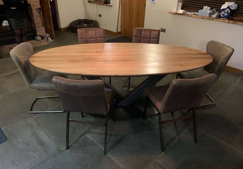 UK Handmade Solid Oak Oval Dining Table Chunky Oak Kitchen | Etsy UK