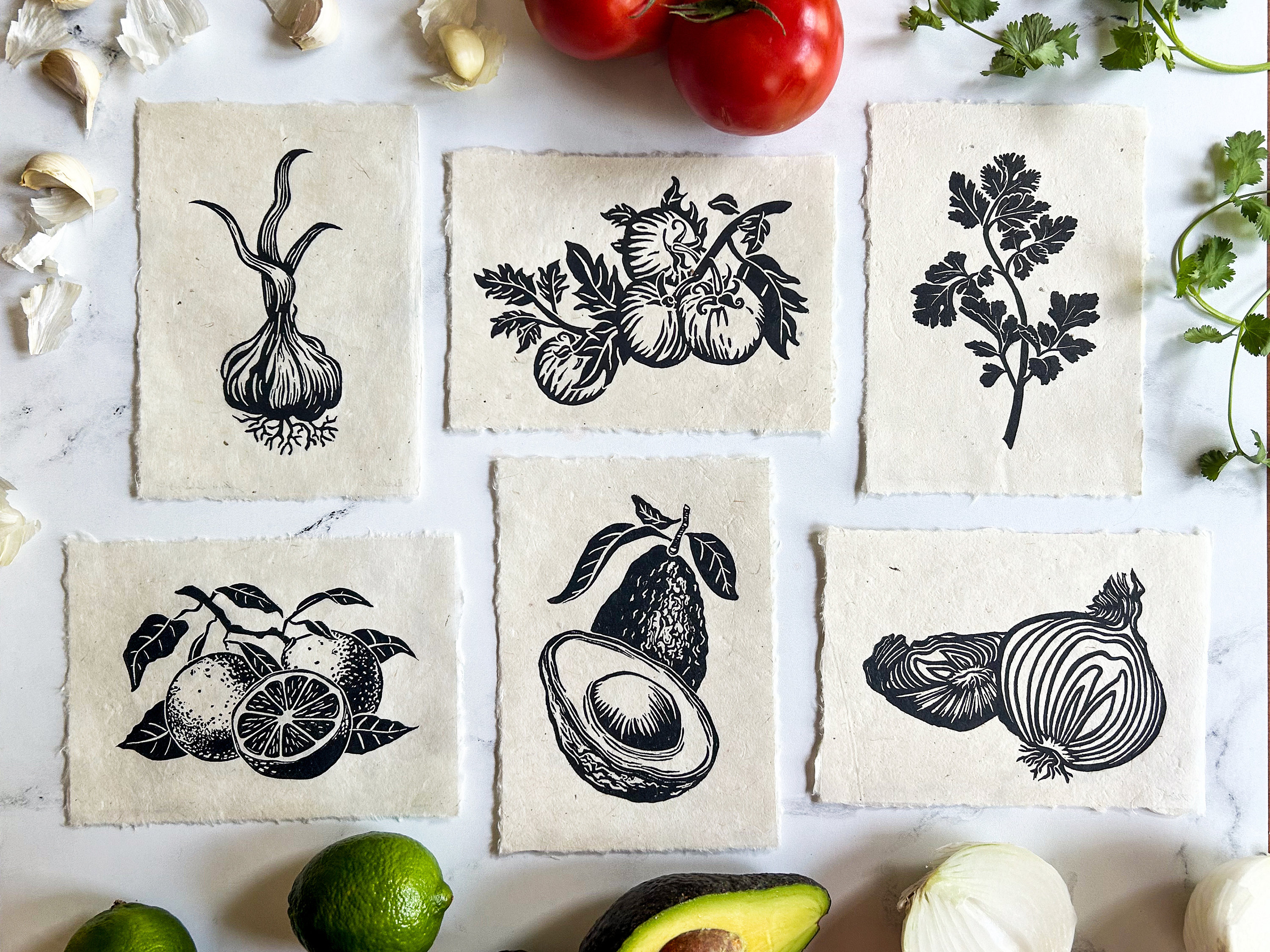 Guacamole Print Set | Original, Hand-carved, Linocut Prints - Etsy