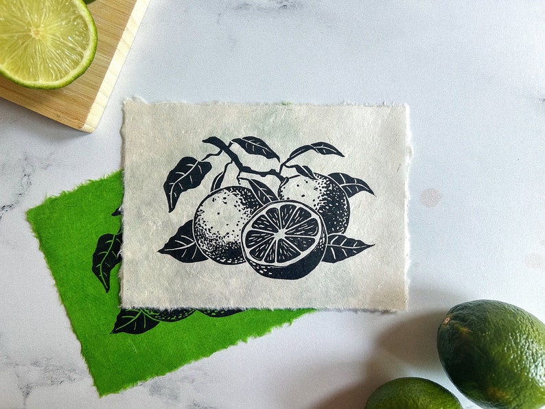 Limes | Original, Hand-carved, Linocut Print - Etsy