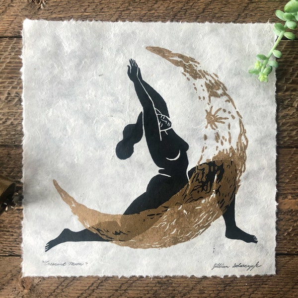 Linocut Moon - Etsy