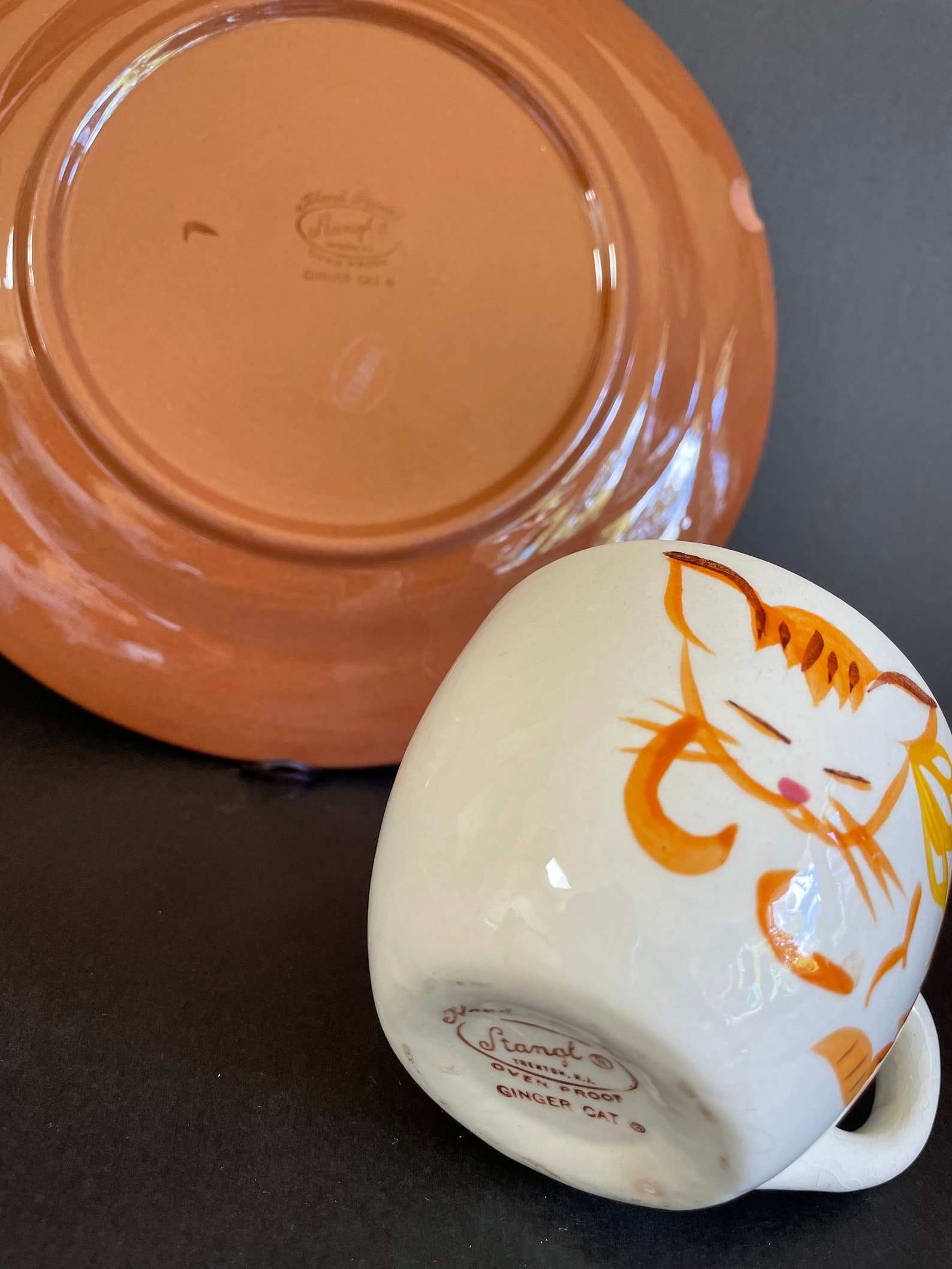 VERY RARE! Stangl Kiddiware Ginger Cat Plate & Cup Set - Sweet and ...