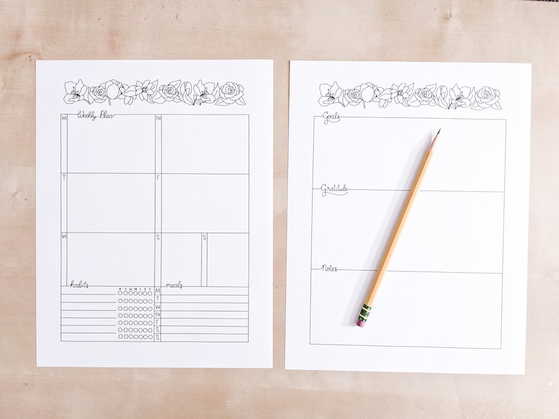 Undated Printable Weekly Planner Pages | Botanical Coloring Page ...