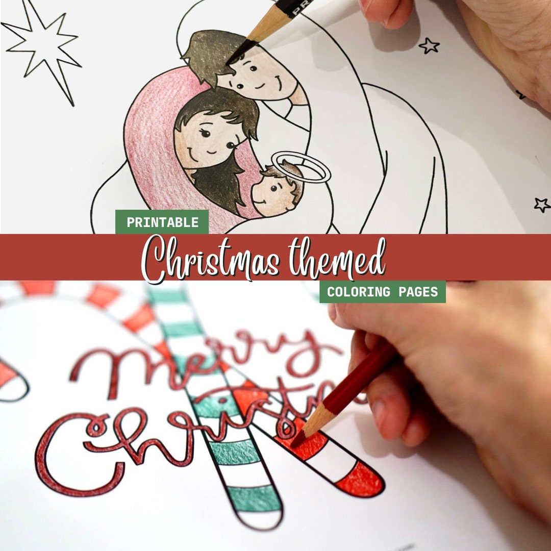 Printable Christmas Coloring Pages | Set of 6 | Hand-drawn | Hand ...