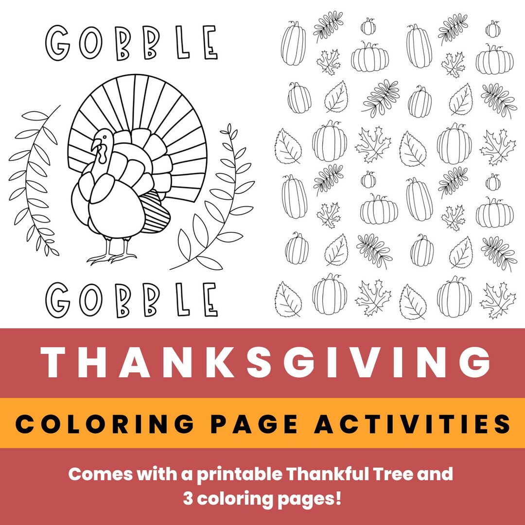 Printable Thanksgiving Coloring Page Activity Bundle - Etsy