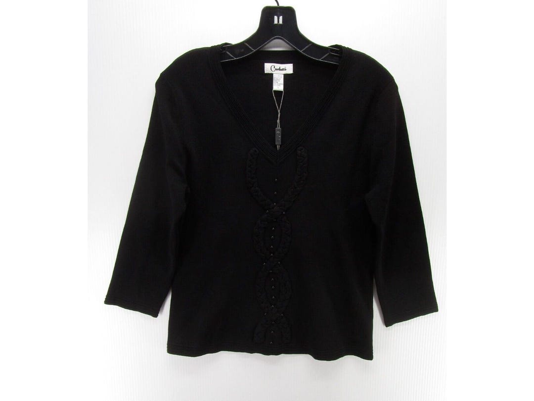 VINTAGE Carducci Sweater Large Pullover Beaded V-neck Evenings NEW - Etsy