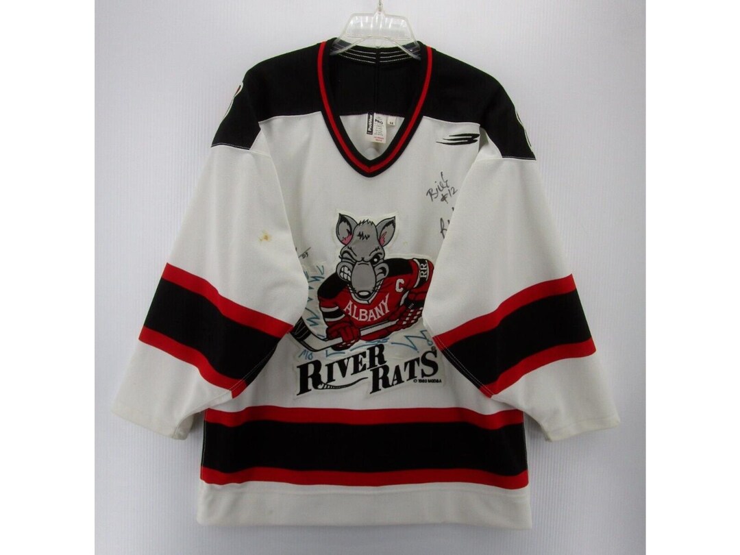 VINTAGE Albany River Rats Jersey 44 Team Issued 1993 Fight Strap Bauer ...