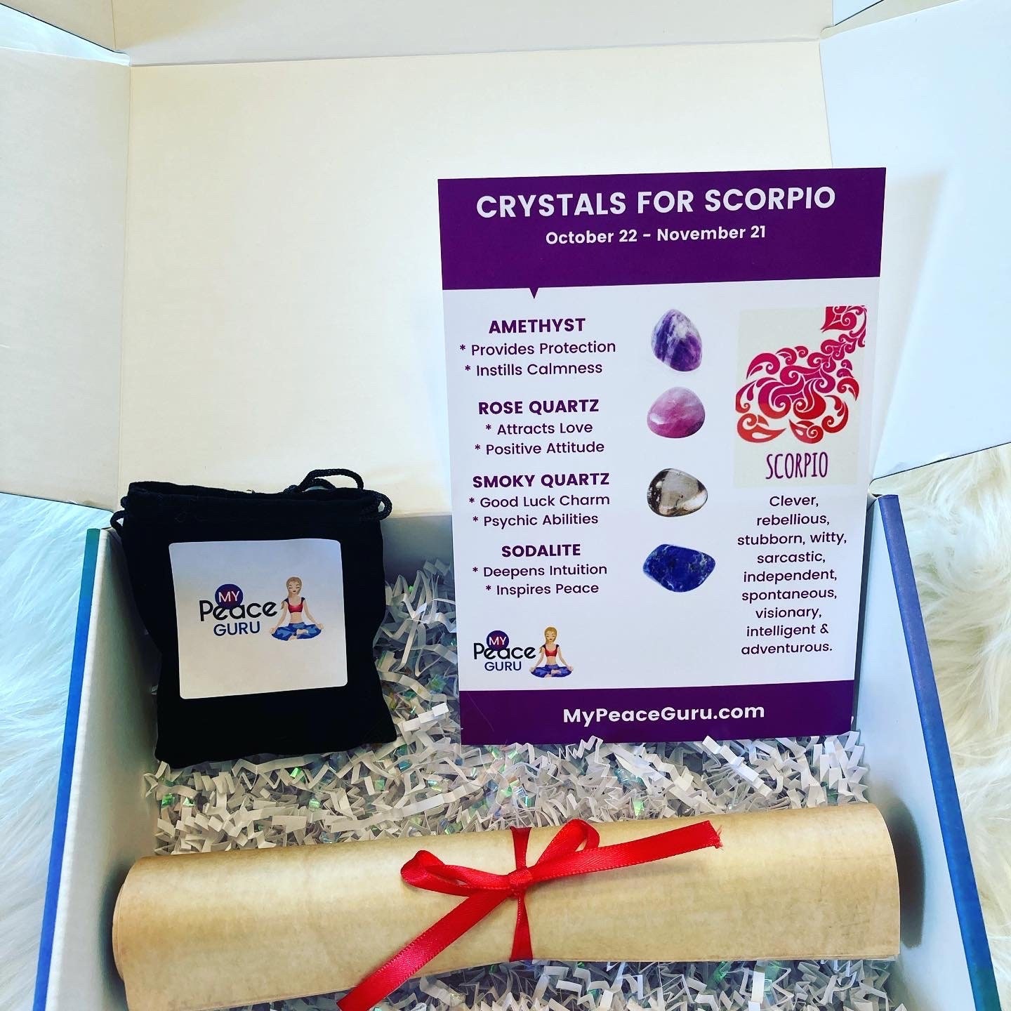 Scorpio Gift Set Zodiac Sign Crystal Healing Stones in a Velvet Pouch ...