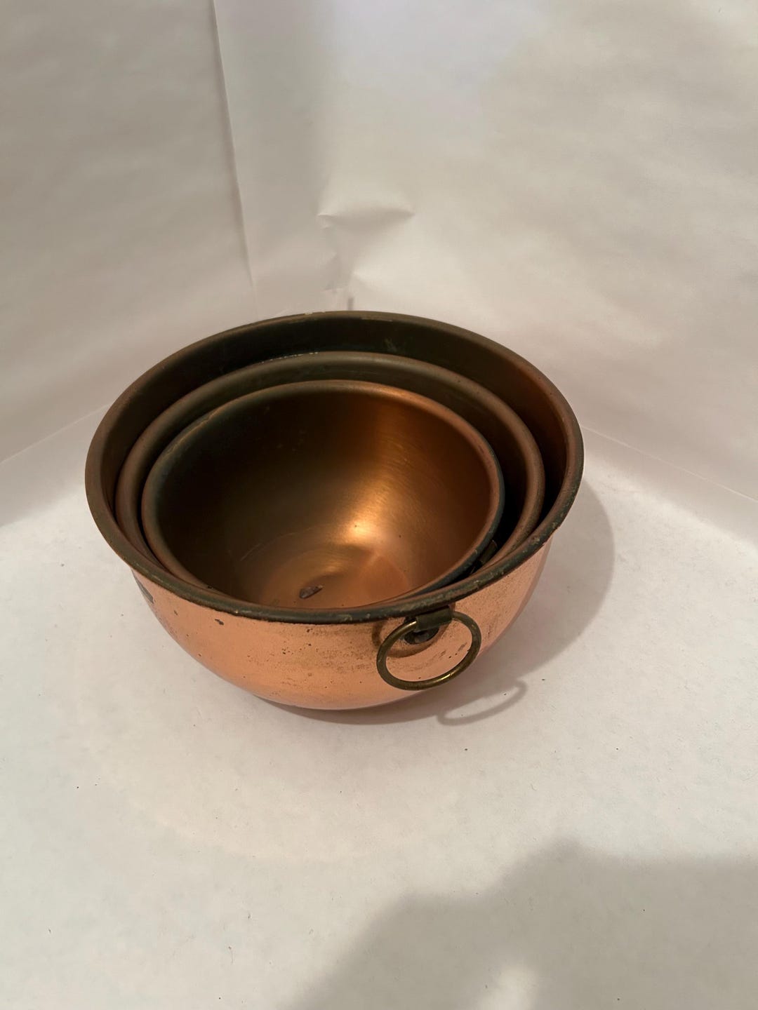 Vintage Copper Bowls- Set of 3 With Brass Handles-perfect to Use and ...