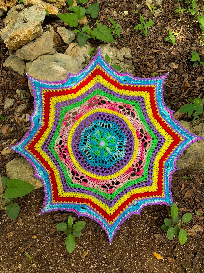 Mandala Crown Crochet Parasol Sun-shade-brella (umbrella) Hat - Made by ...