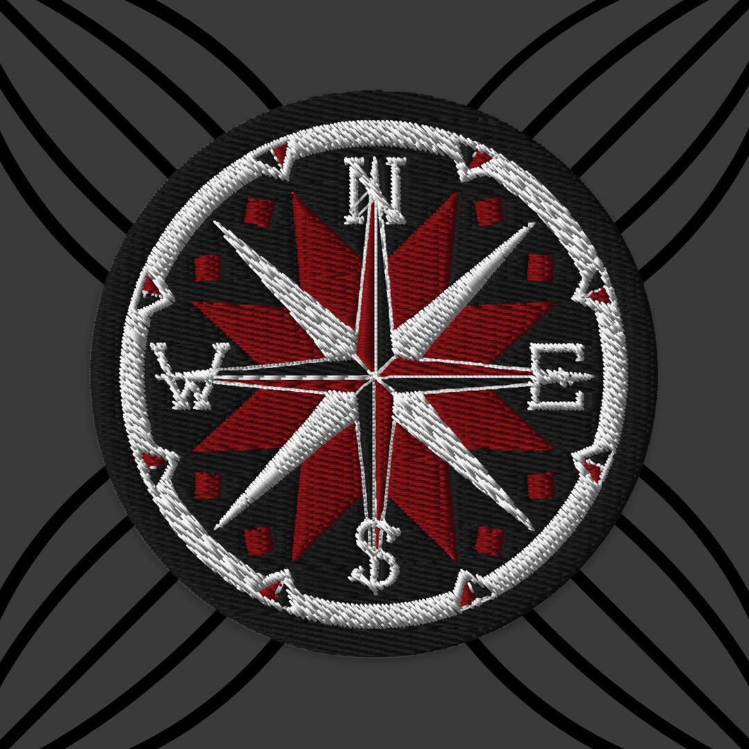 Compass Rose Patch - Red and Black Variant, Embroidered Patches ...