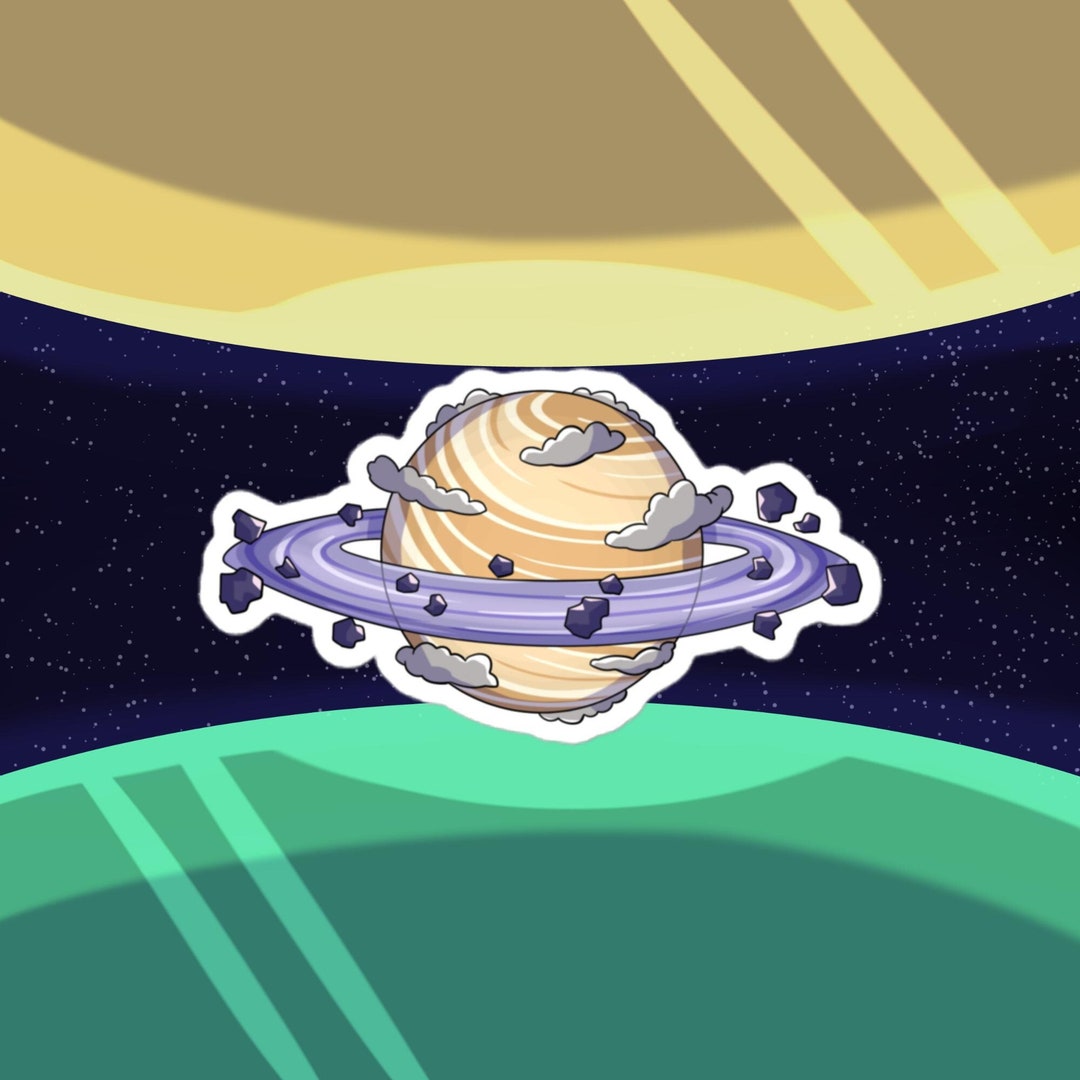 Ringed Planet Sticker - Solar System Saturn, Car Decal, Hand-drawn ...