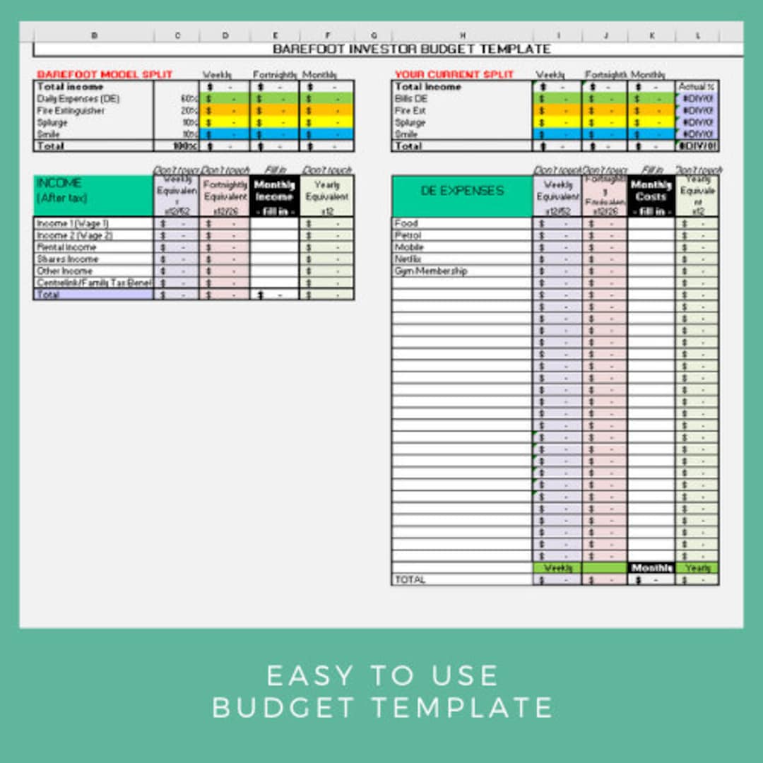Digital Barefoot Investor Budget Template | Personal Finance Tracker ...