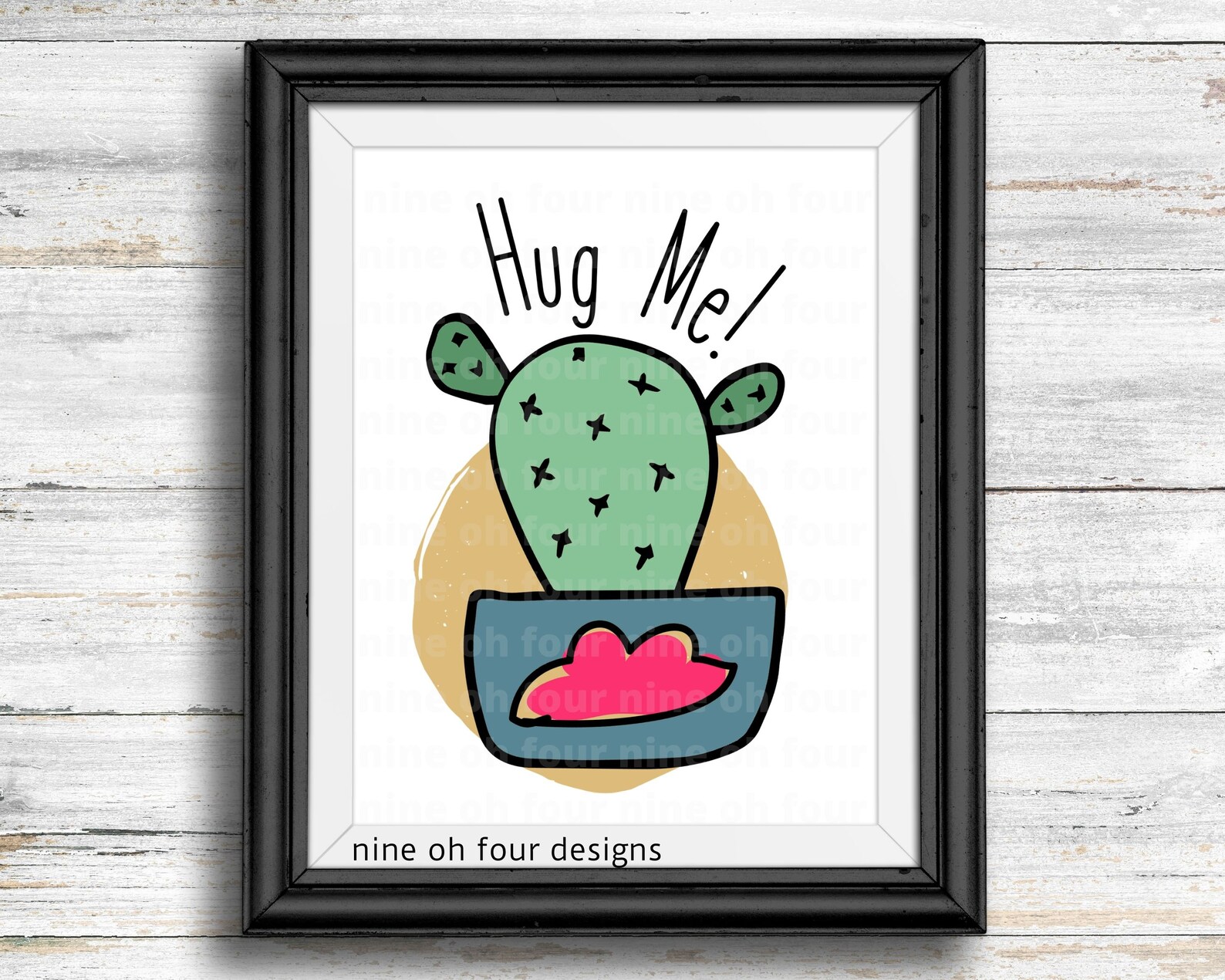 Hug Me Cactus Colorful Wall Art Instant PDF & PNG Digital Download 4 ...