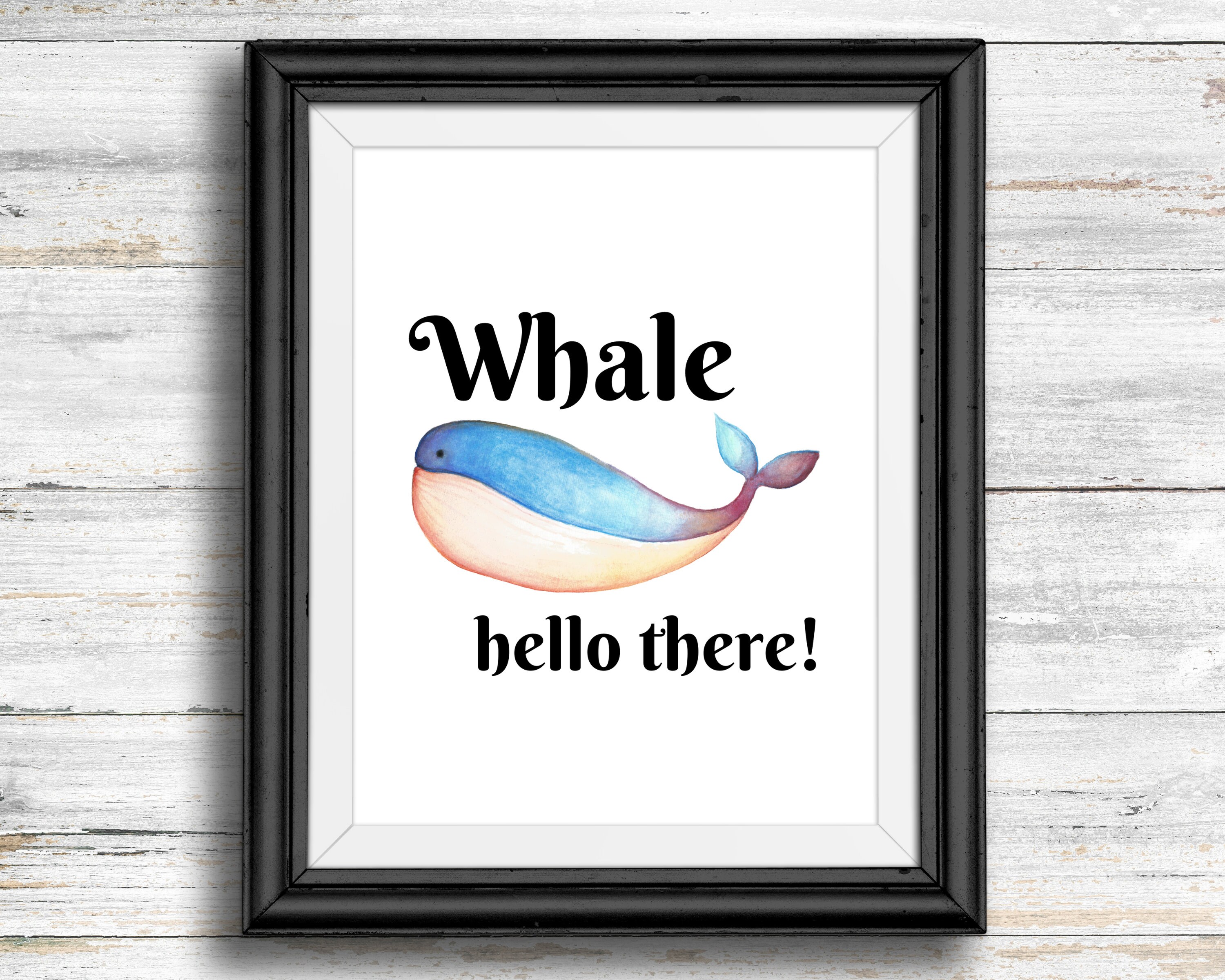 Whale Hello There Watercolor Animal Print Instant PDF PNG Digital ...