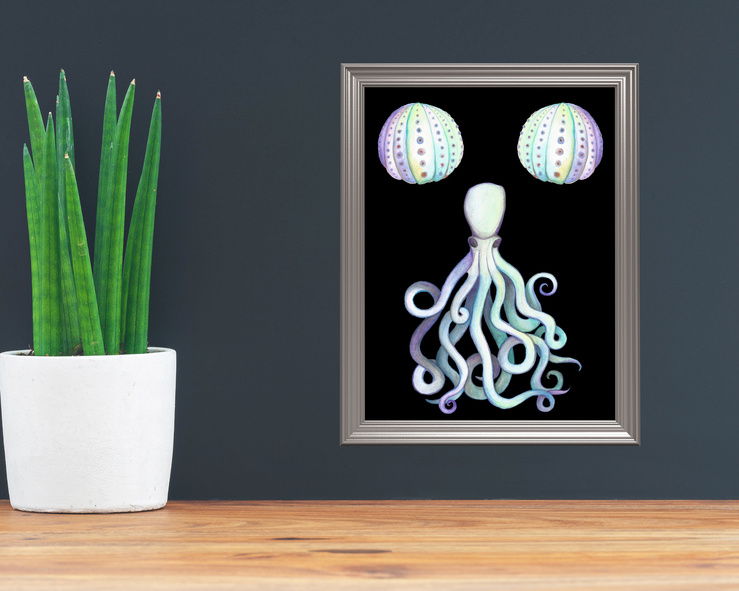 Octopus Skull Shape Printable Wall Art - Instant PDF PNG Digital ...