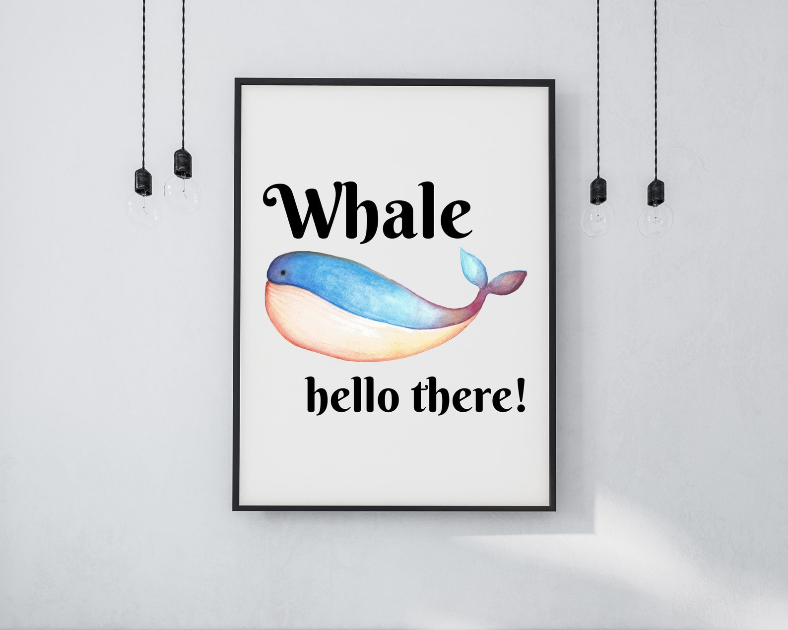 Whale Hello There Watercolor Animal Print Instant PDF PNG Digital ...
