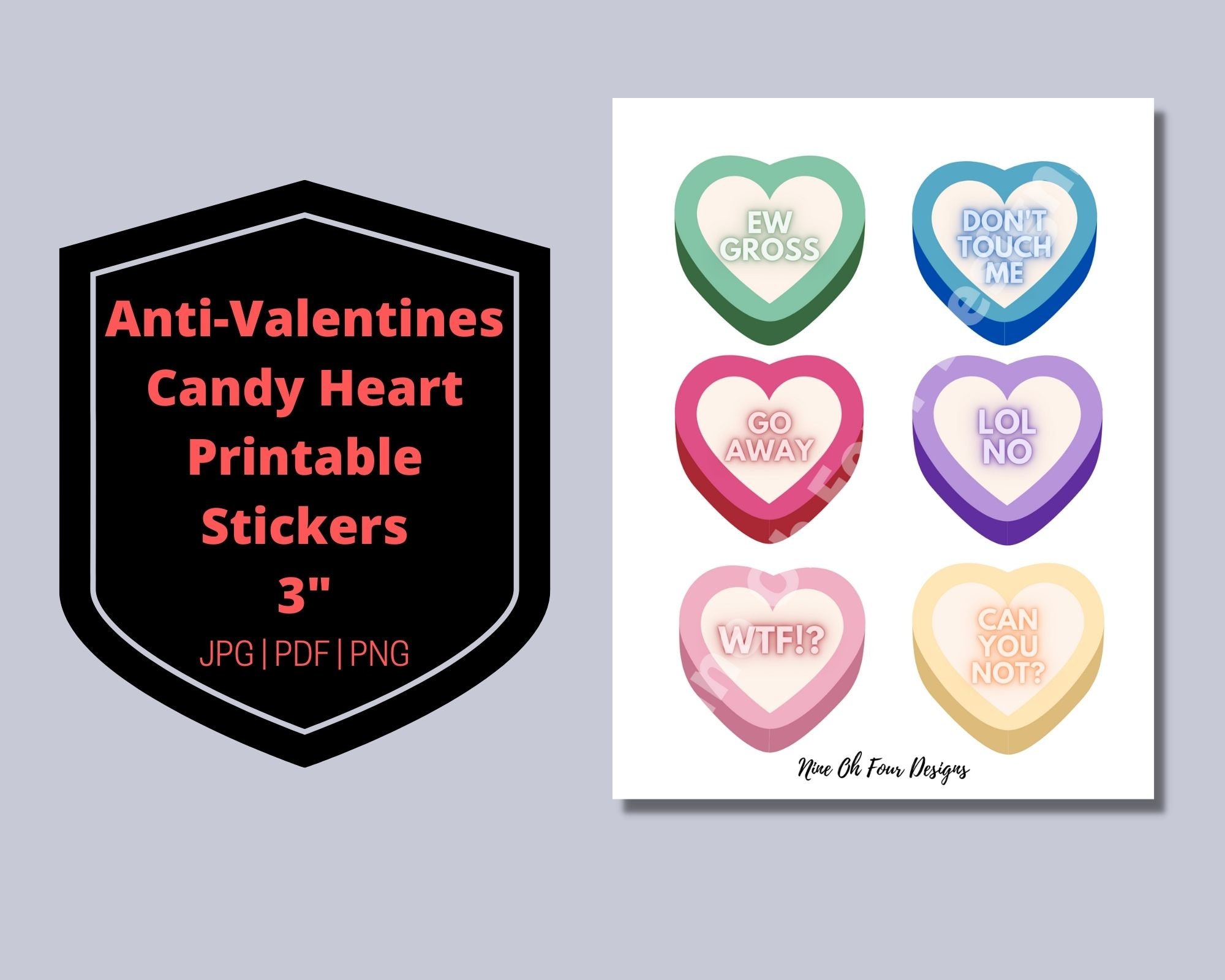 Printable Anti-valentine Candy Heart Sticker Sheet 3 - Etsy