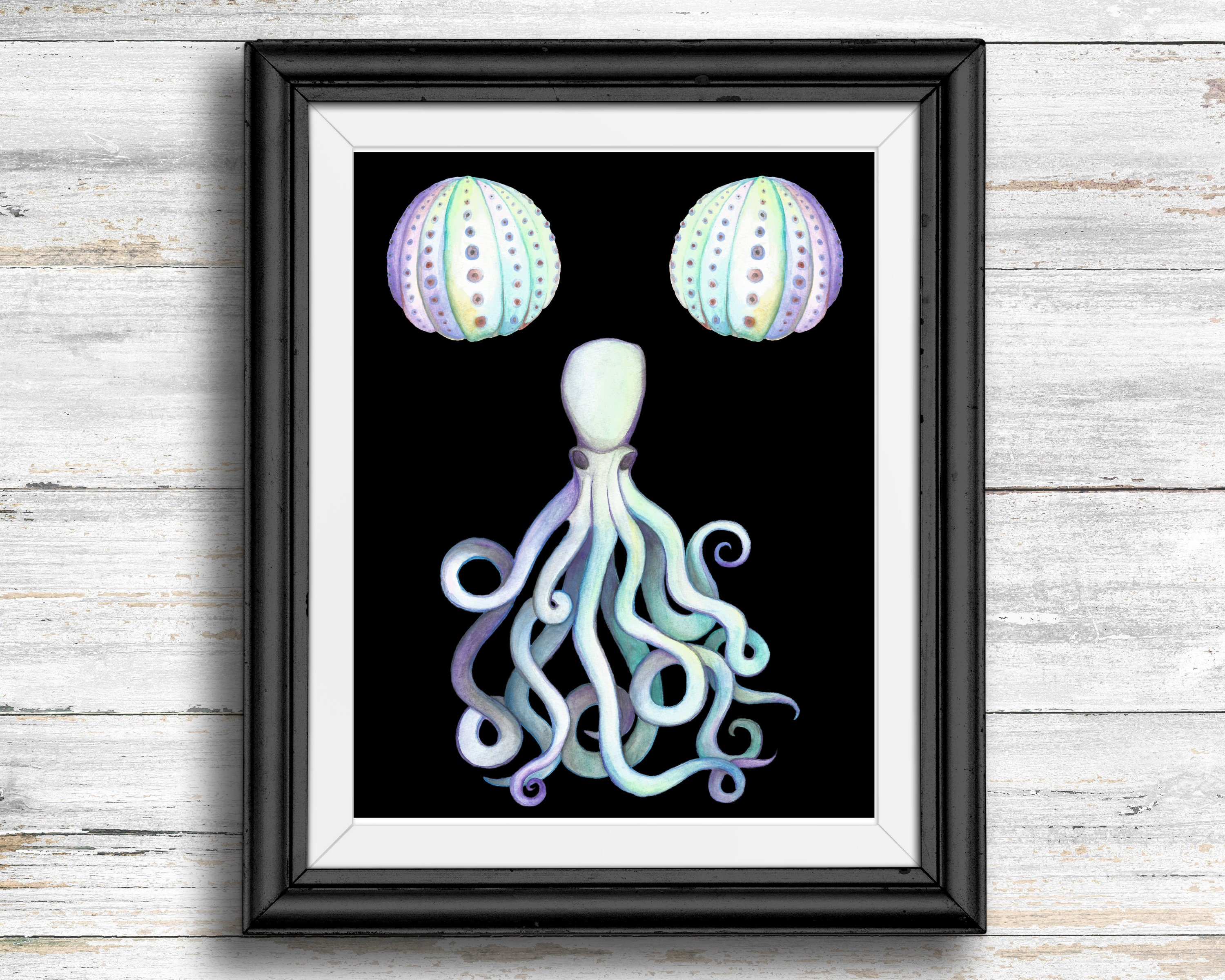 Octopus Skull Shape Printable Wall Art - Instant PDF PNG Digital ...
