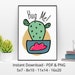 Hug Me Cactus Colorful Wall Art Instant PDF & PNG Digital Download 4 ...