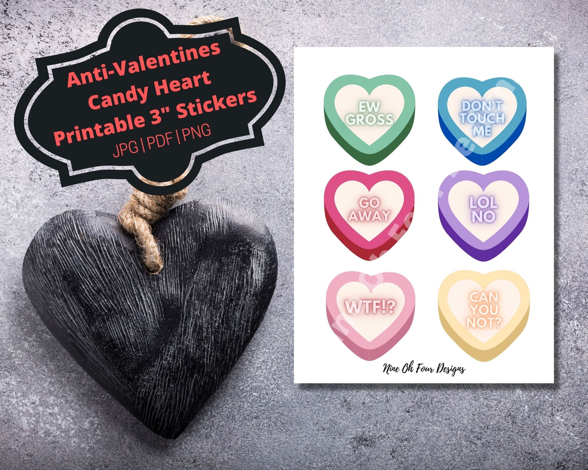 Printable Anti-valentine Candy Heart Sticker Sheet 3 - Etsy