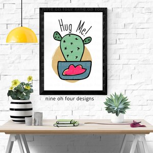 Hug Me! Cactus Colorful Wall Art - Instant PDF & PNG Digital Download ...